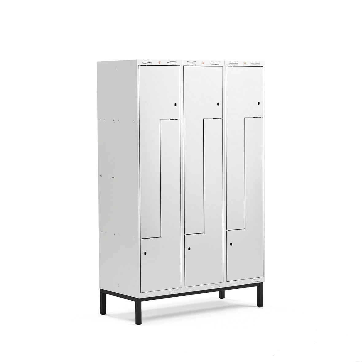 Z-locker CLASSIC, leg frame, 3 modules, 6 doors, 1940x1200x550mm, grey ...