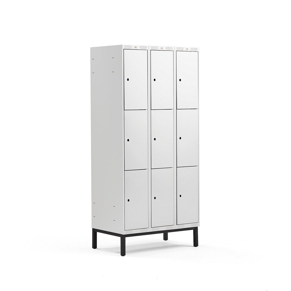 3 door locker CLASSIC, leg frame, 3 modules, 1940x900x550mm, grey | AJ ...