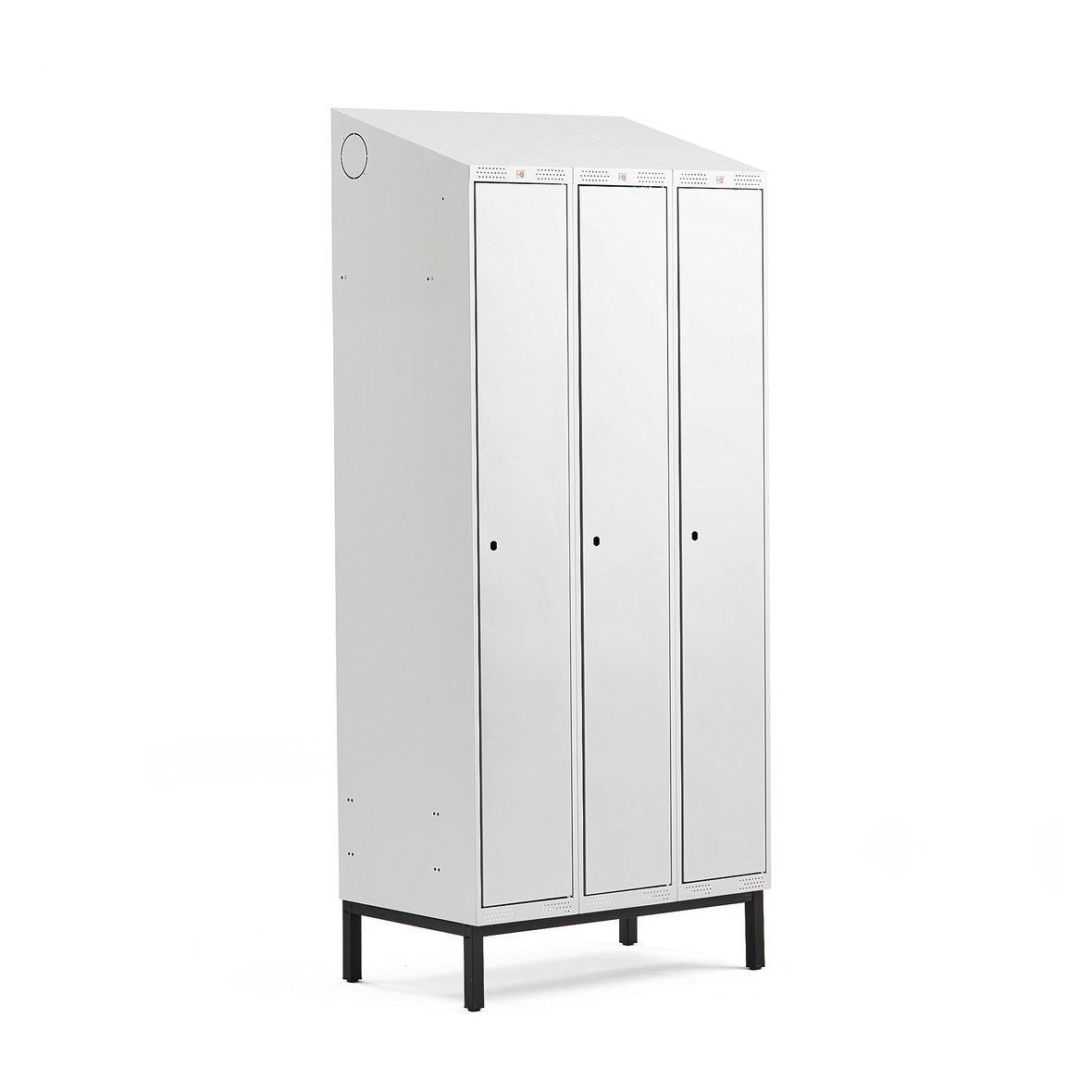 Full length locker CLASSIC, leg frame, 3 modules, 2100x900x550mm, grey ...