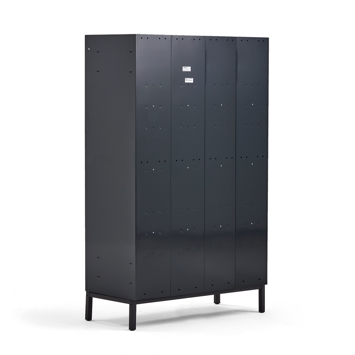 Clothes locker CURVE, leg frame, 4 x 4 doors, 1940x1200x550 mm, red ...