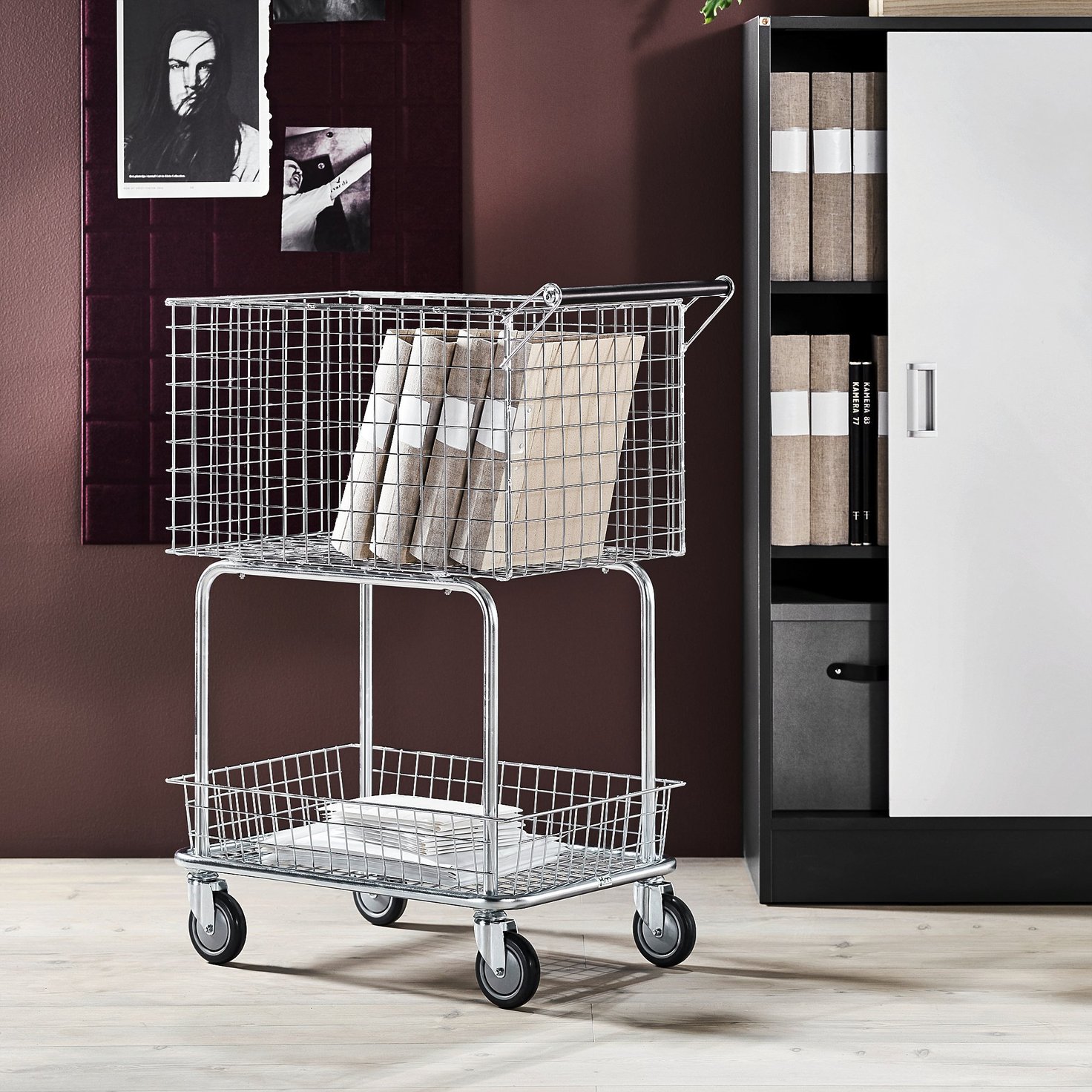 Post and packet trolley CLIP, 100 kg load, 690x410x950 mm | AJ Products