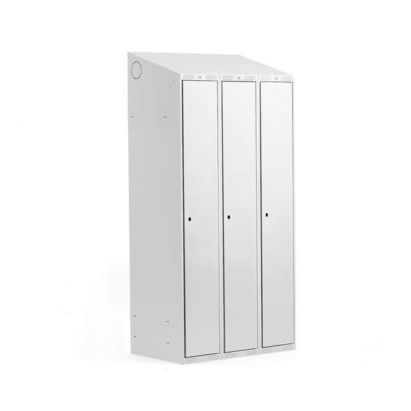 Full length locker CLASSIC, 3 modules, 1900x900x550 mm, grey | AJ Products