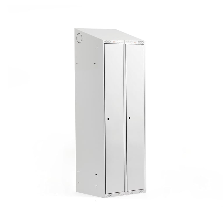 Full length locker CLASSIC, 2 modules, 1900x600x550 mm, grey | AJ Products