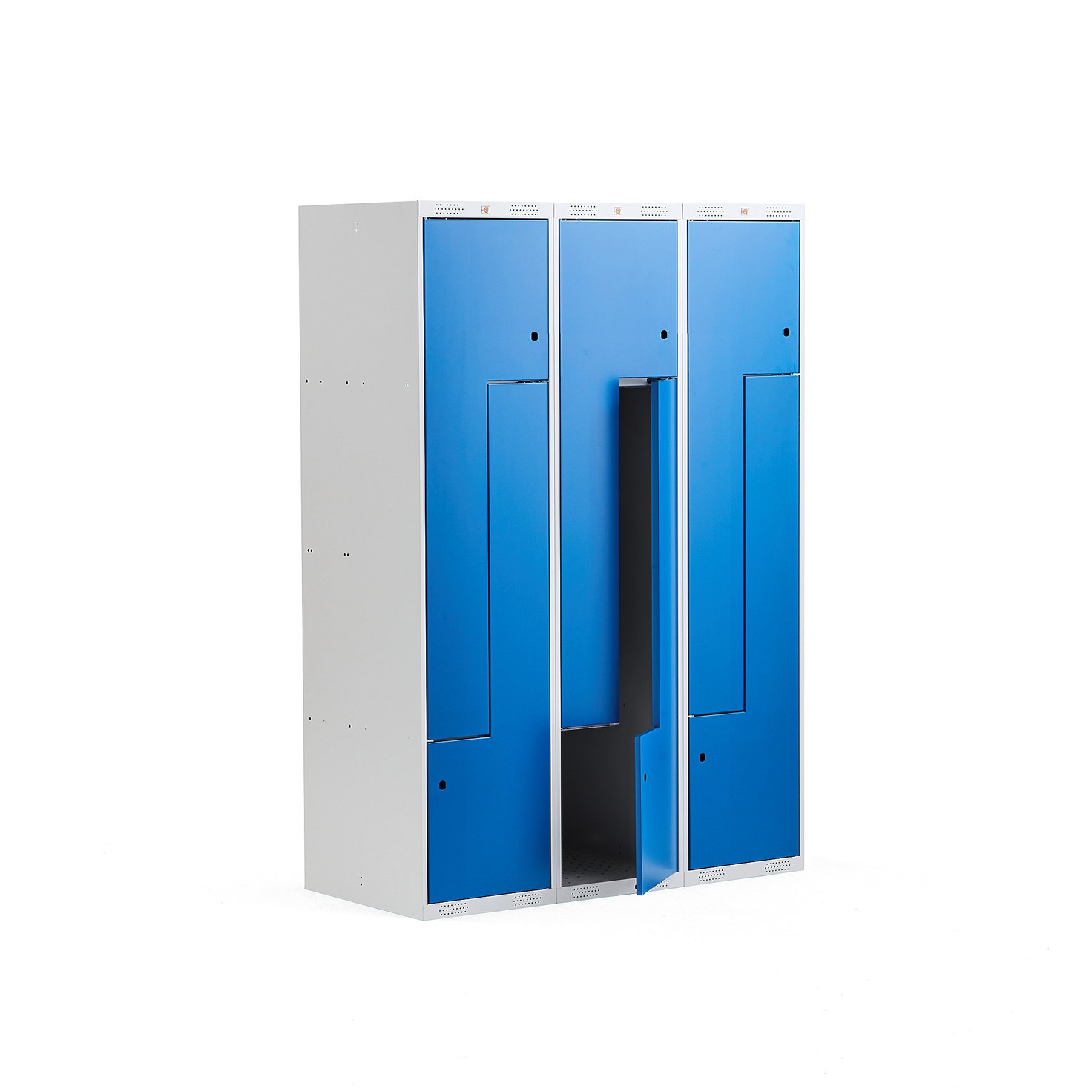 Z-lockers CLASSIC, 3 modules, 6 doors, 1740x1200x550 mm, blue | AJ Products