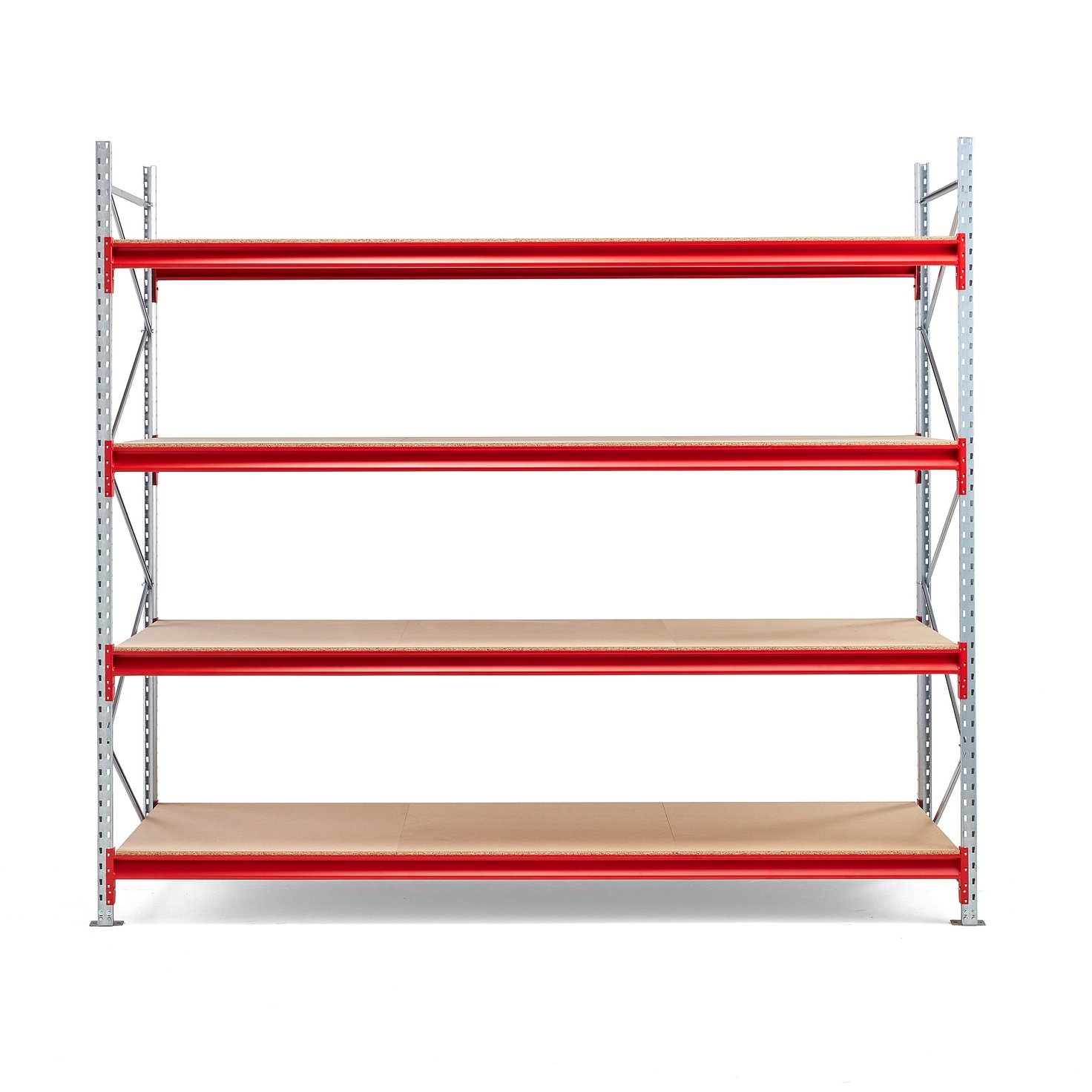 Lagerreol TOUGH, grunnseksjon, H2500 B2800 D1000 mm, 4 hyller i tre ...