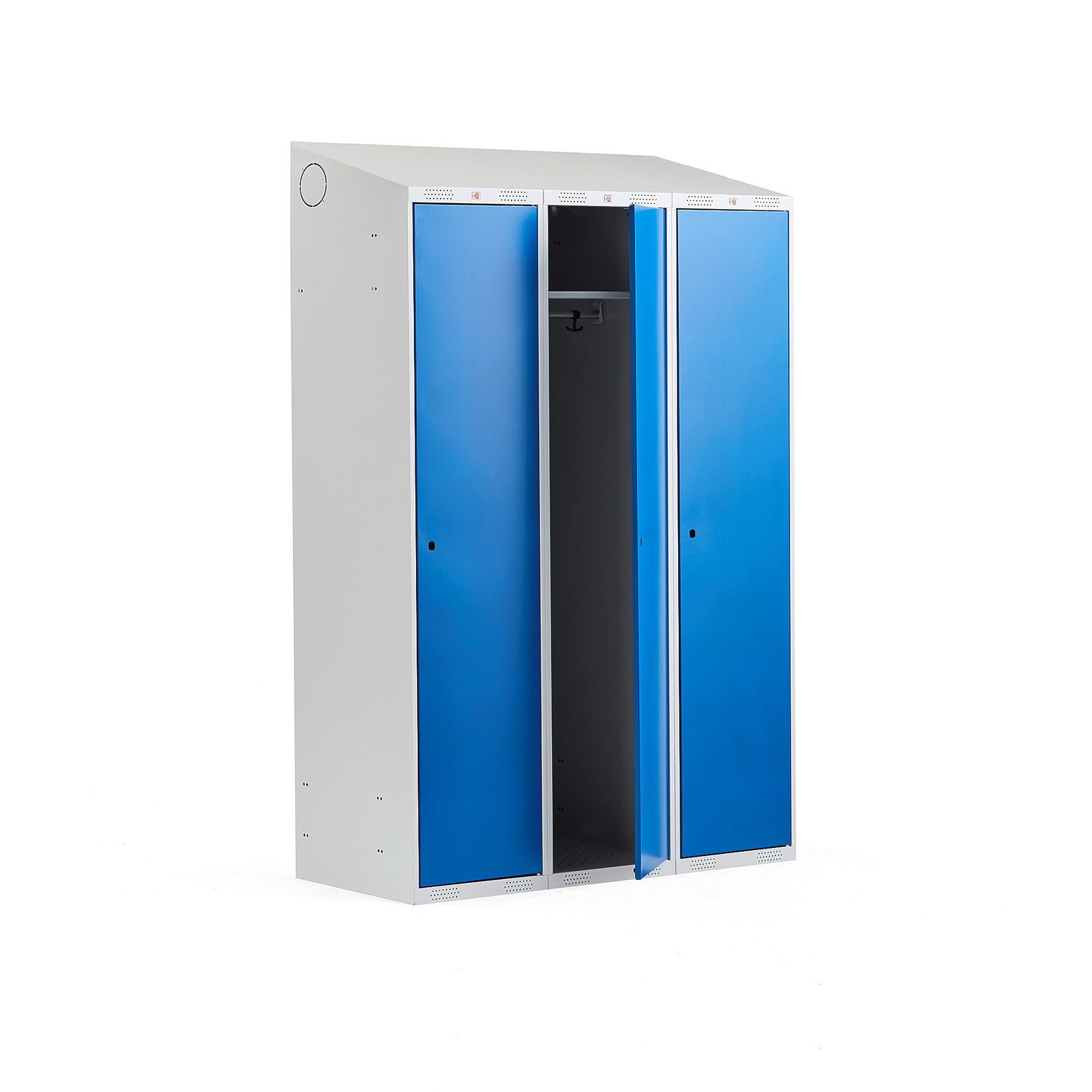 Full length locker CLASSIC, 3 modules, 1900x1200x550 mm, blue | AJ Products