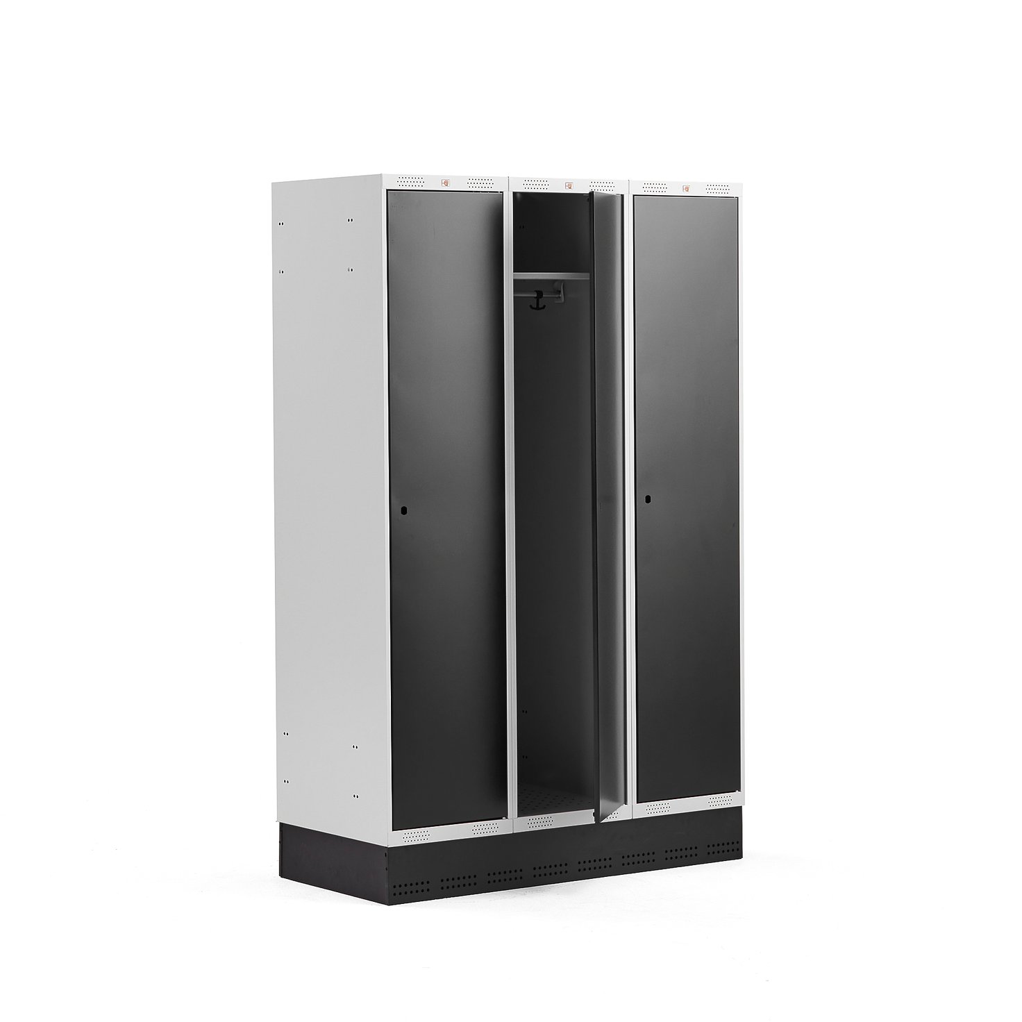 Clothes locker CLASSIC, skirting base, 3 modules, 1890x1200x550mm ...