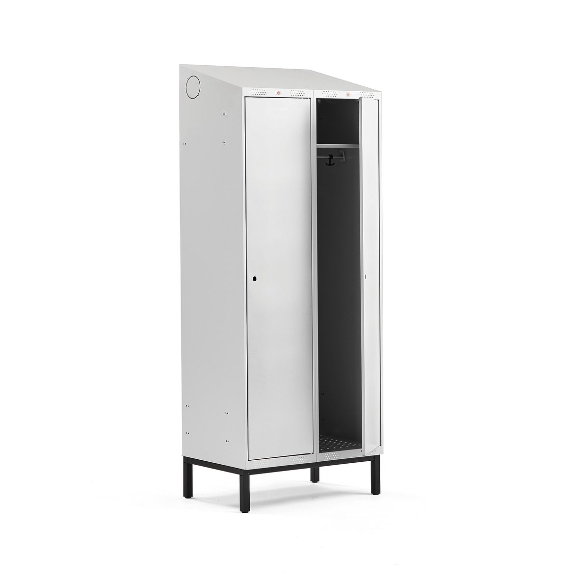 Full length locker CLASSIC, leg frame, 2 modules, 2100x800x550mm, grey ...