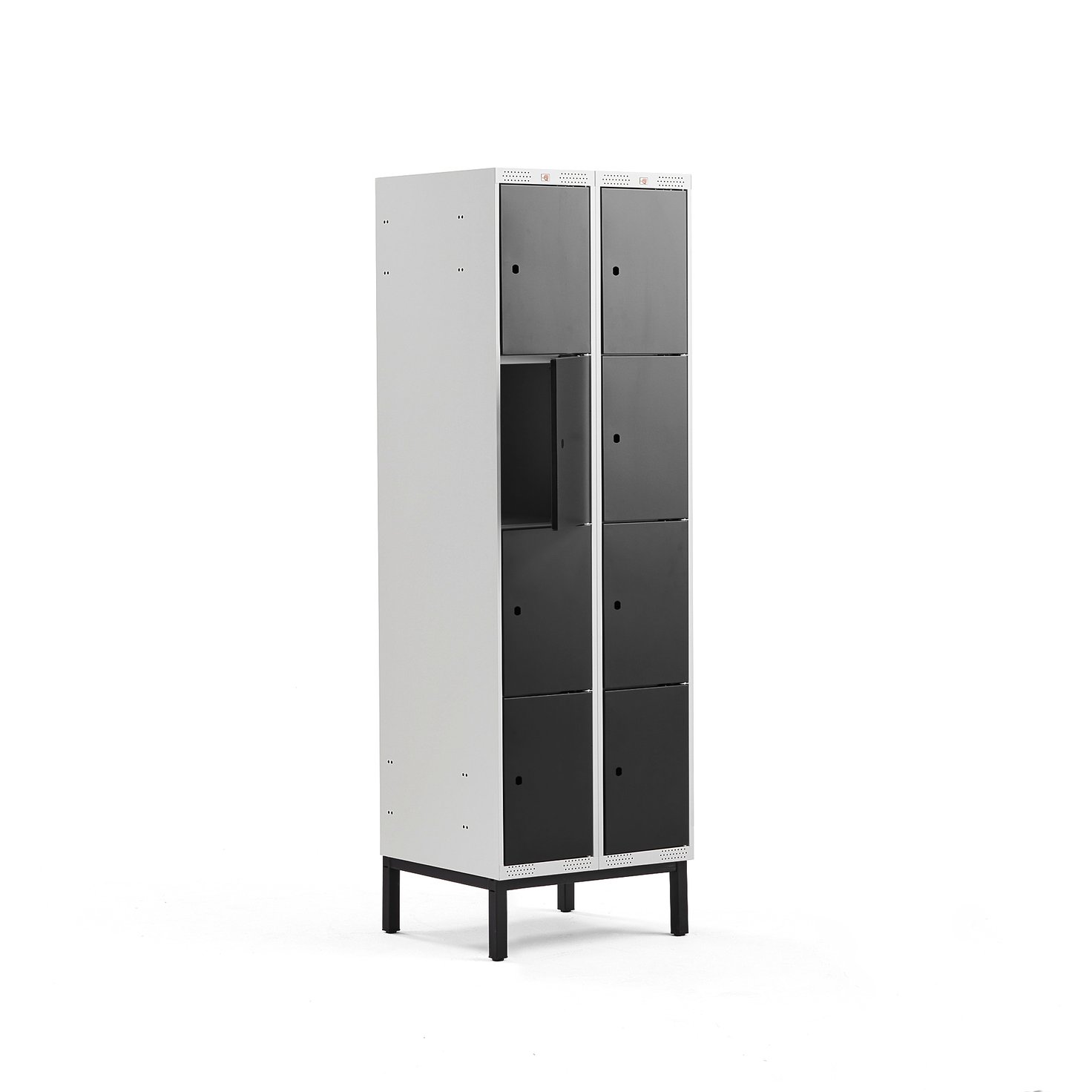 4 door locker CLASSIC, leg frame, 2 modules, 1940x600x550mm, black | AJ ...