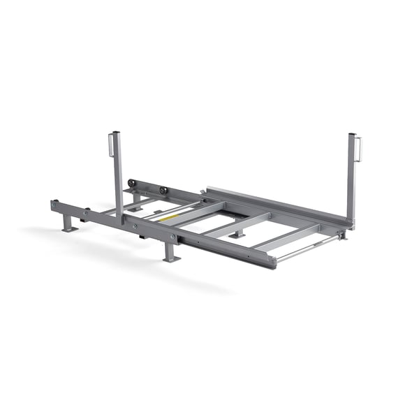 Pull-out pallet cradle, double sided floor model, 600 kg load | AJ Products