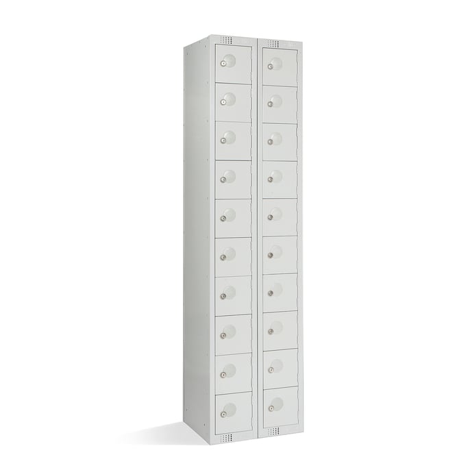 Personal effects locker, floor standing, 1800x450x380 mm, 20 door, grey ...