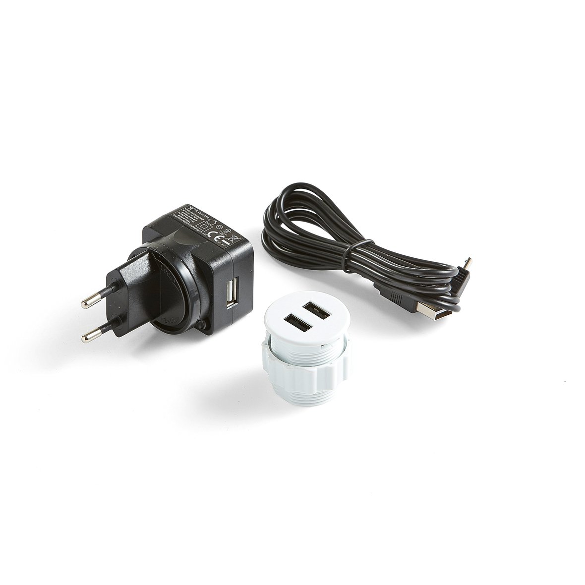 USB tengibox fyrir skrifborð, 2 tenglar, hvítt | AJ Vörulistinn