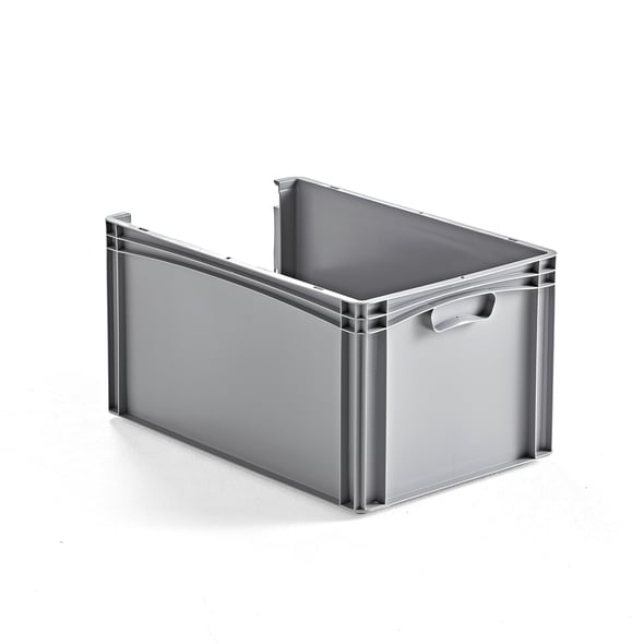 Plastic picking box FRASER, grey, 600x400x320 mm, 6-pack | AJ Products