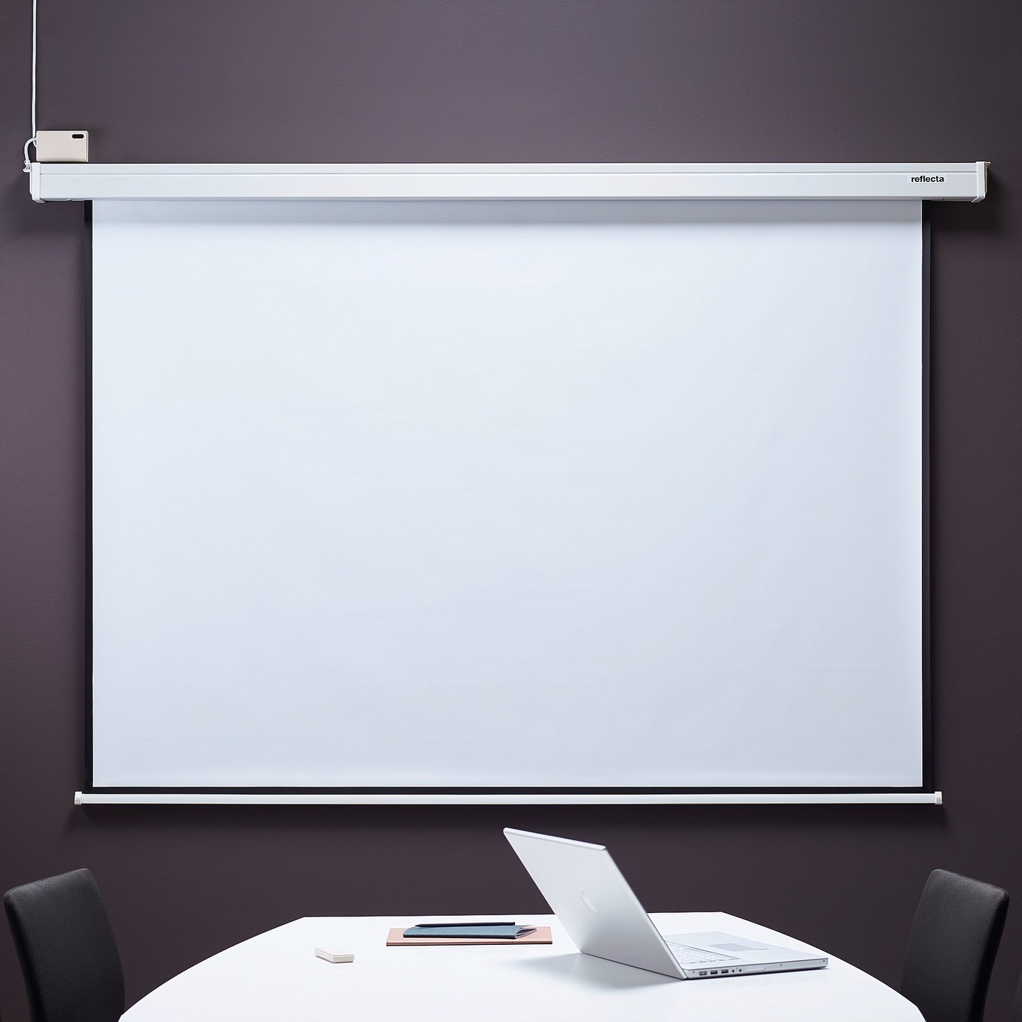 Motorised ceiling/wall screen, 2400x2400mm | AJ Products