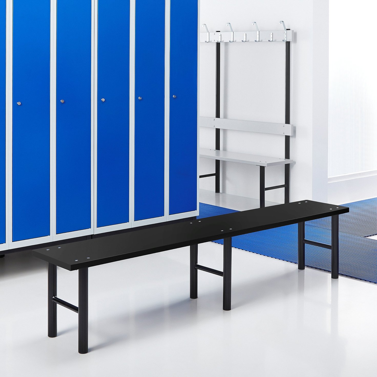 Changing room bench STADIUM, 2000x360x430 mm, black, black | AJ Products