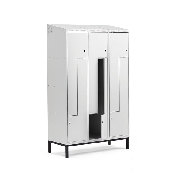 Z-locker CLASSIC, leg frame, 3 modules, 6 doors, 2100x1200x550 mm, grey ...