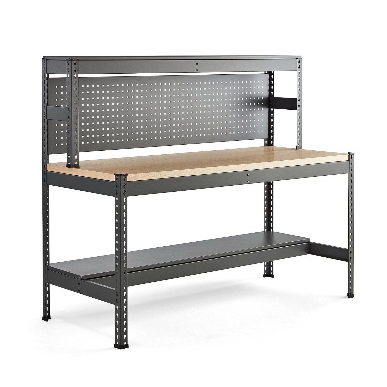 Workbench COMBO, hardboard, with tool panel and light, 1840x775x1530 mm ...