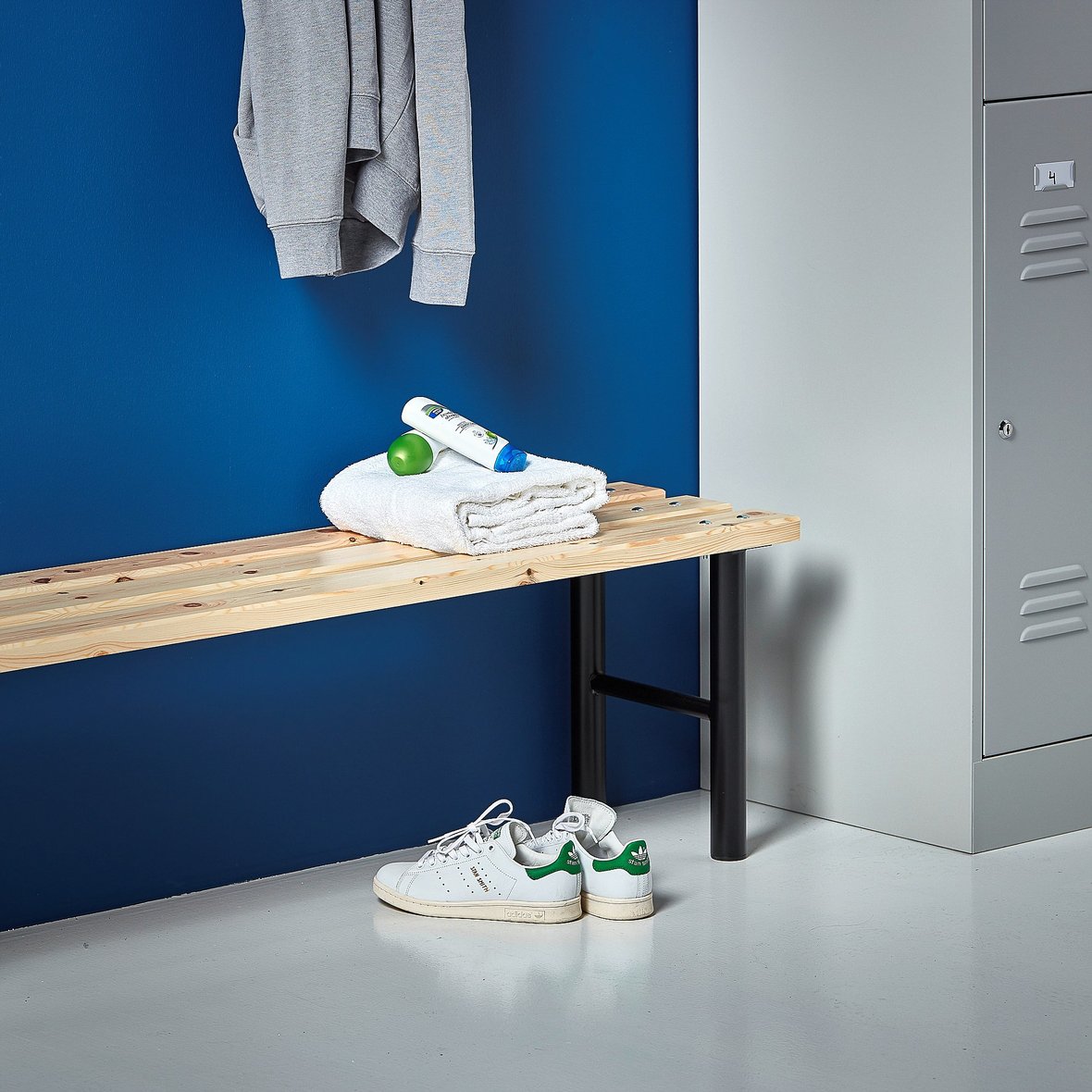 Changing room bench STADIUM, 1500x360x430 mm | AJ Products