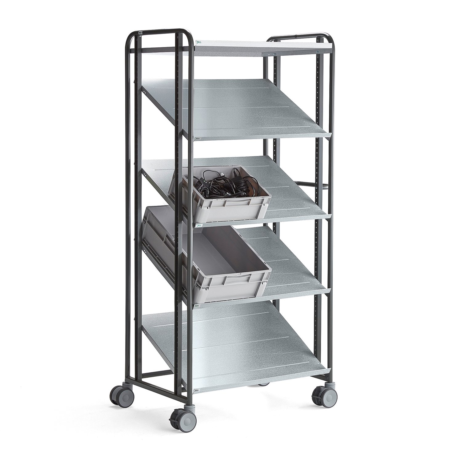 Policový vozík ANGLE, 5 polic, 877x638x1850 mm | AJ Produkty