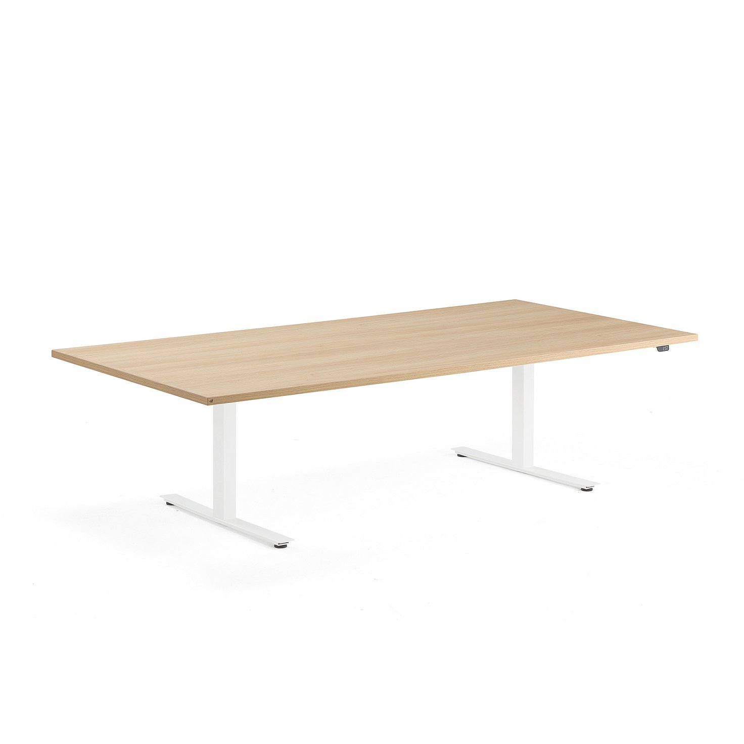 Standing conference table MODULUS, 2400x1200 mm, white frame, oak | AJ ...