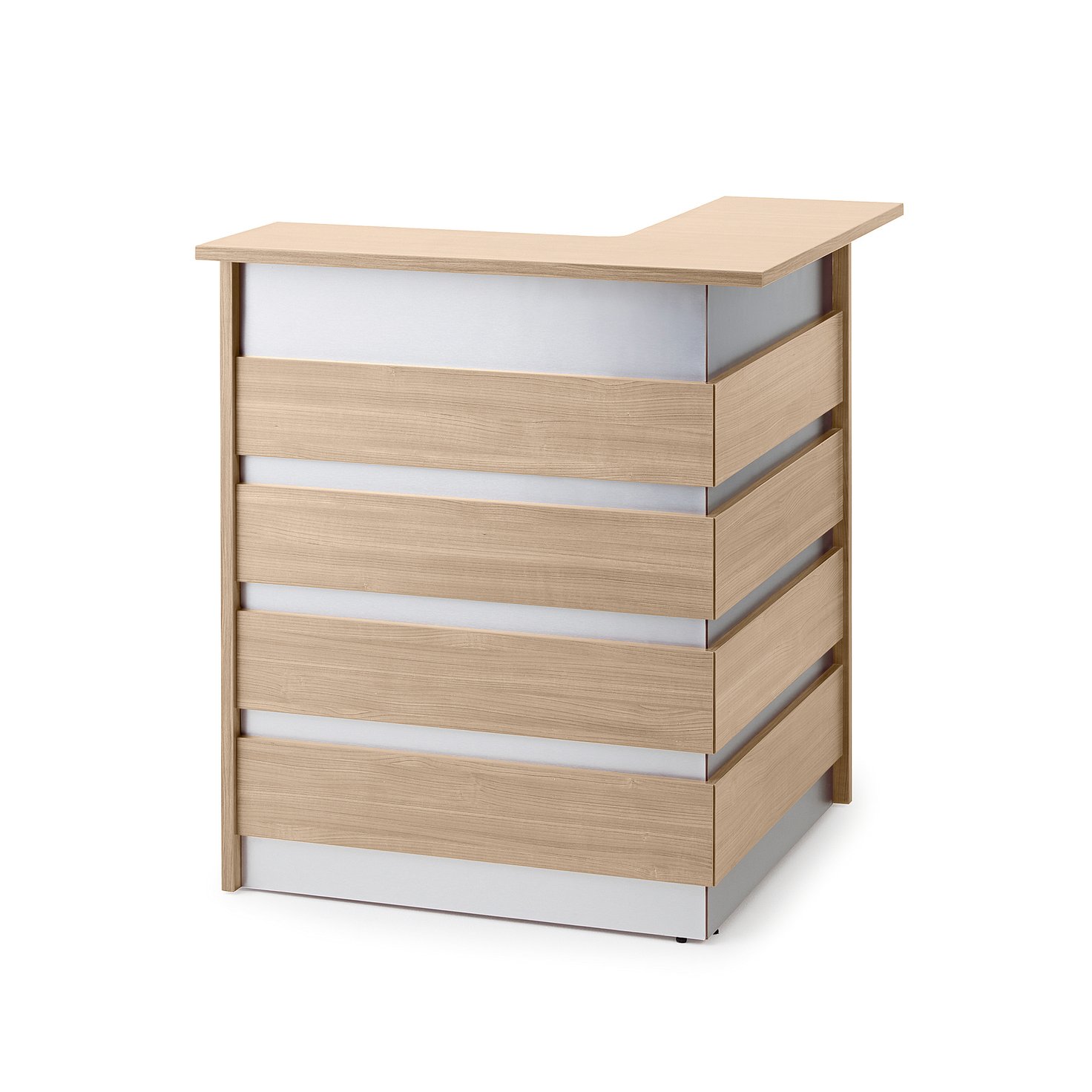 Corner reception desk INVITE with counter, R/H, 1000x1000x1150 mm, oak ...