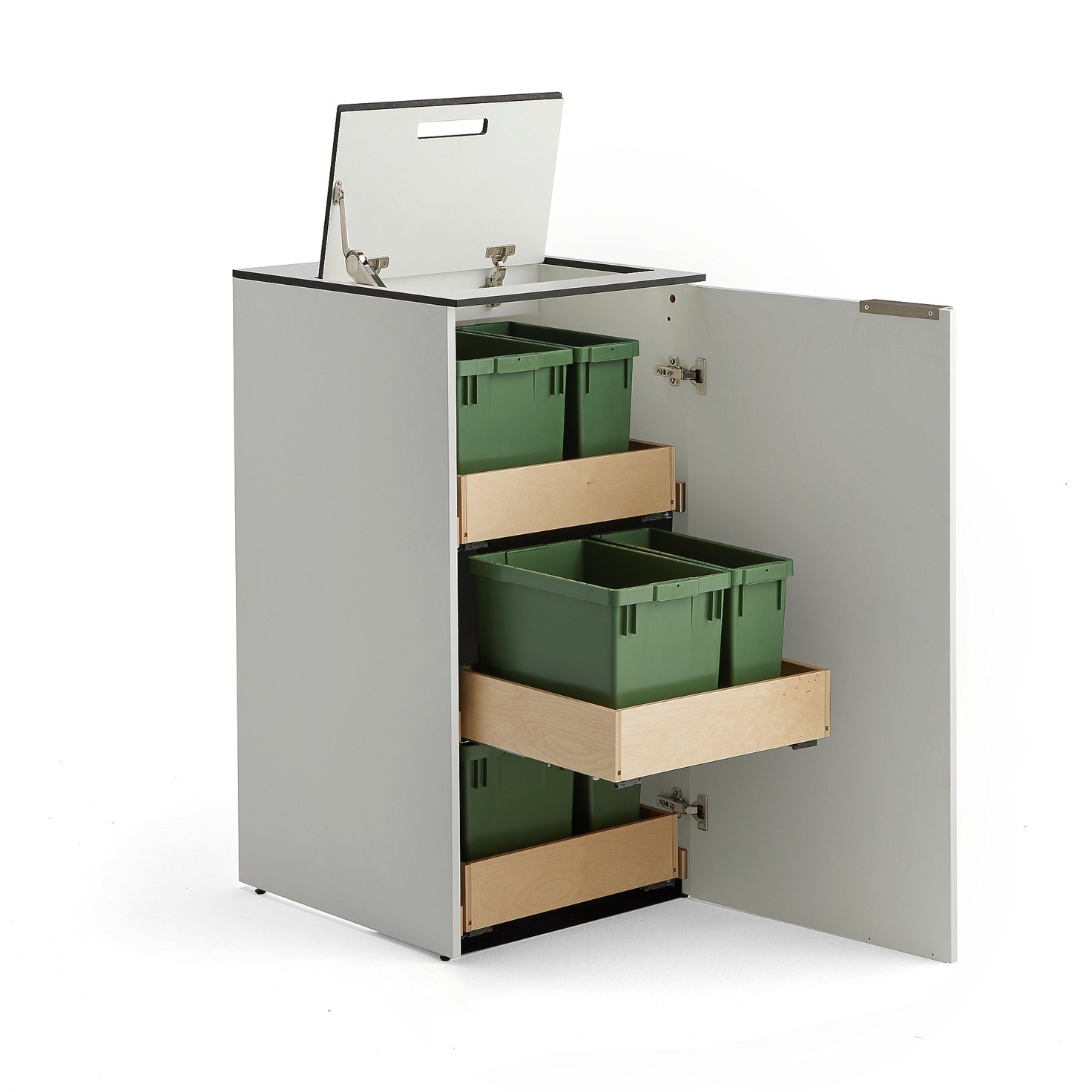 Waste sorting unit CELSIUS, white, 3 x 21 L box + 3 x 10 L box | AJ ...