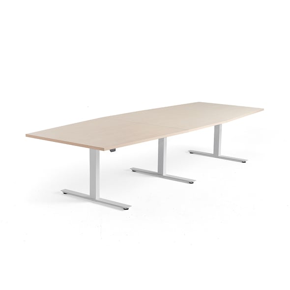Standing conference table MODULUS, 3200x1200 mm, white frame, birch ...