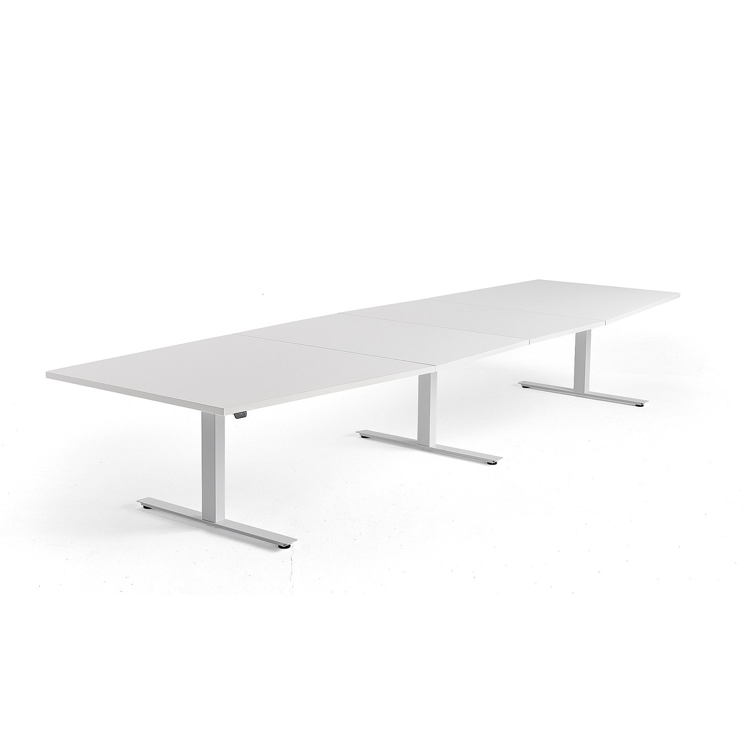 Standing conference table MODULUS, 4000x1200 mm, white frame, white ...