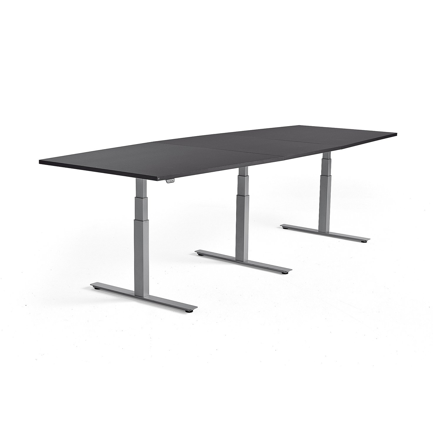 Standing conference table MODULUS, 3200x1200 mm, silver frame, black ...