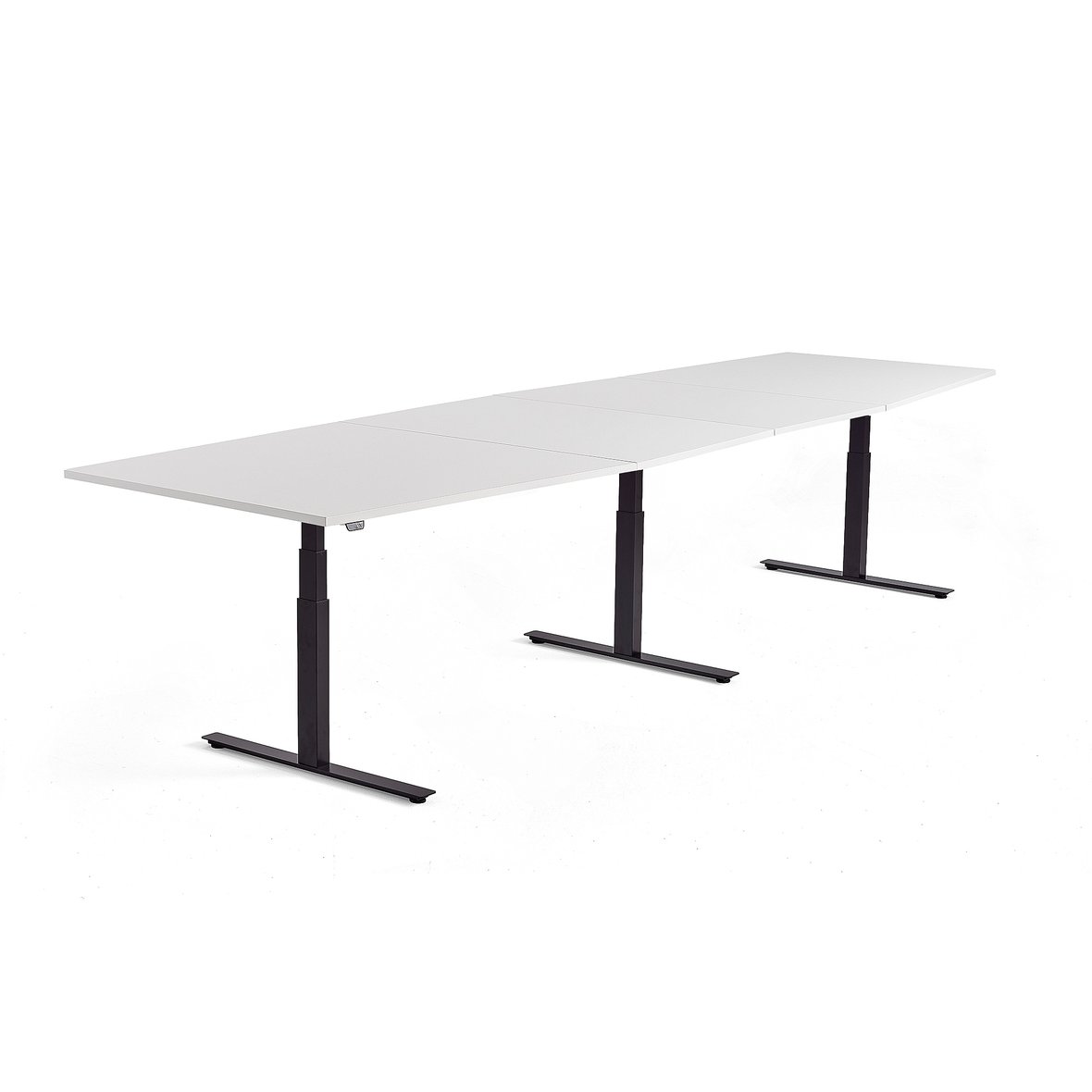 Standing conference table MODULUS, 4000x1200 mm, black frame, white ...