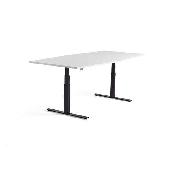 Standing conference table MODULUS, 2400x1200 mm, black frame, white ...