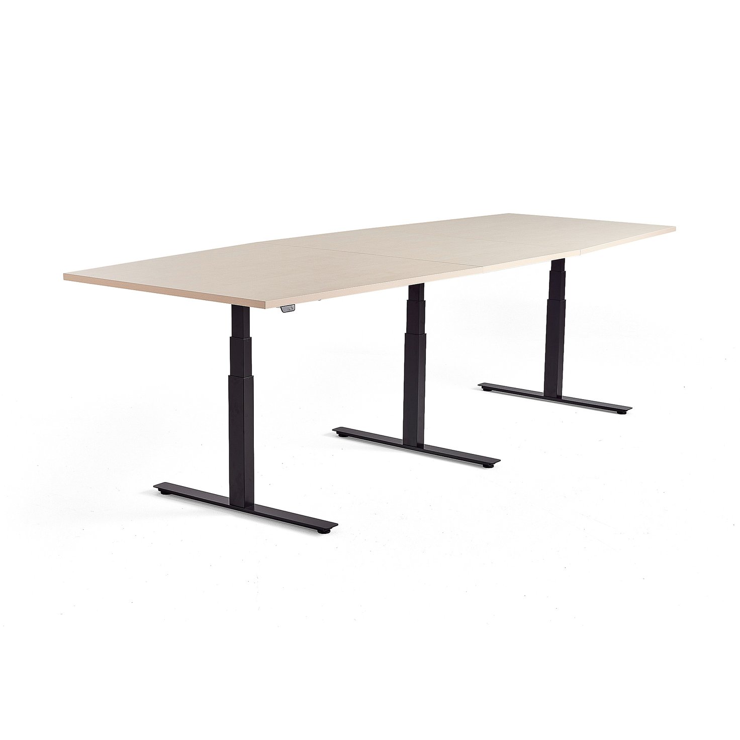 Standing conference table MODULUS, 3200x1200 mm, black frame, birch ...
