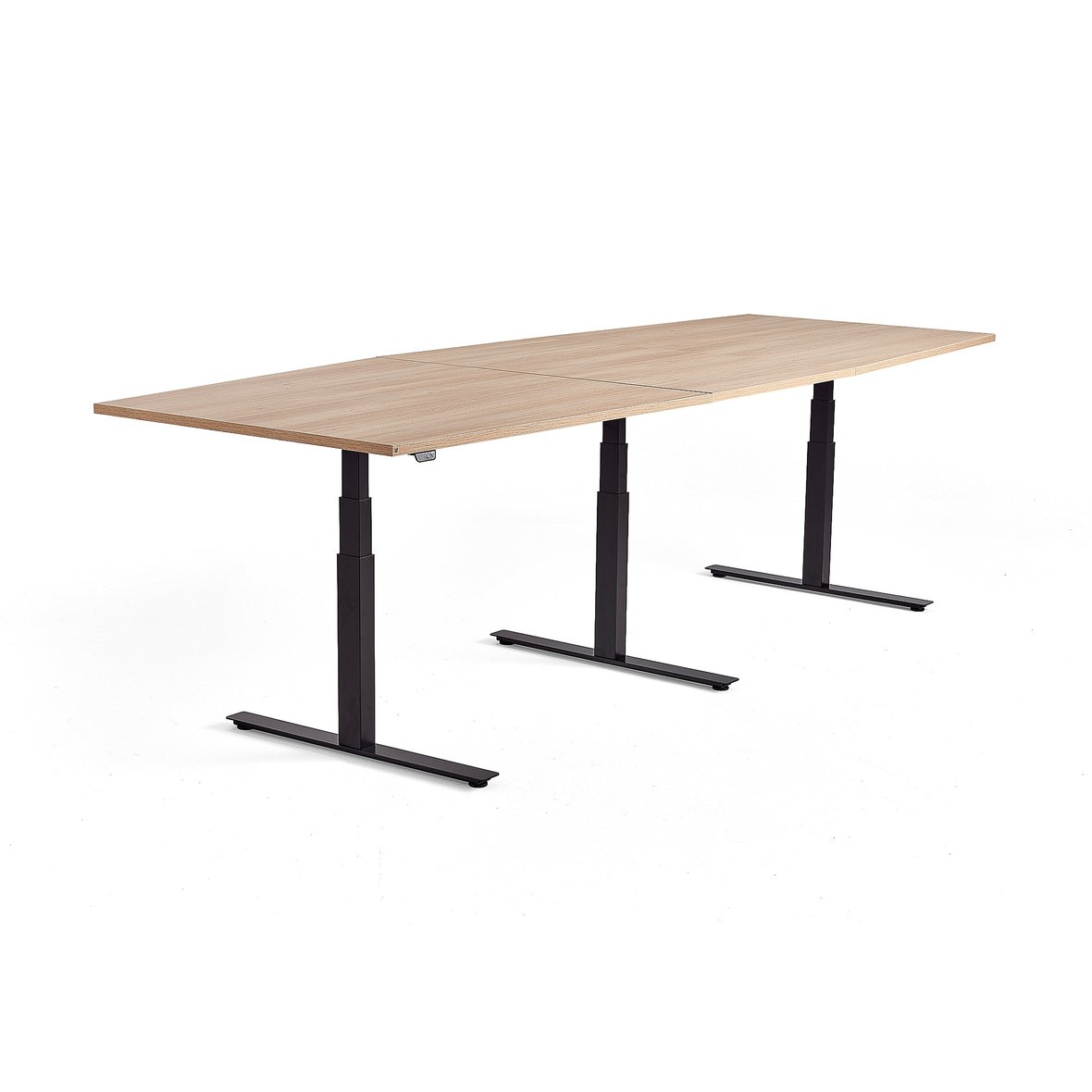 Standing conference table MODULUS, 3200x1200 mm, black frame, oak | AJ ...