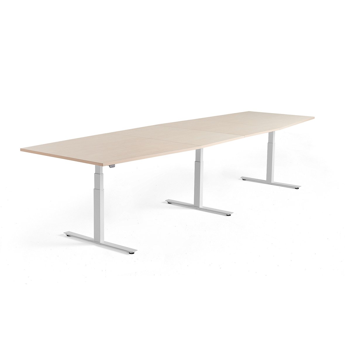 Standing conference table MODULUS, 4000x1200 mm, white frame, birch ...