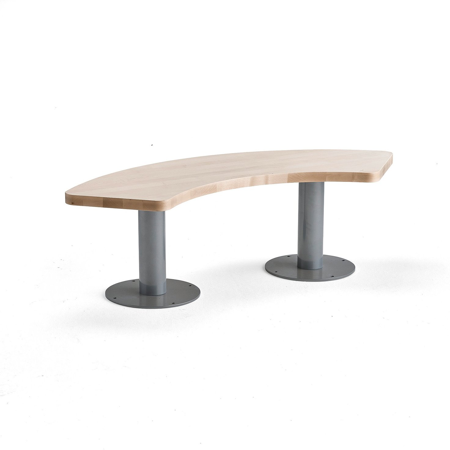 Concave canteen bench UNITE, 1430x560 mm, birch | AJ Products