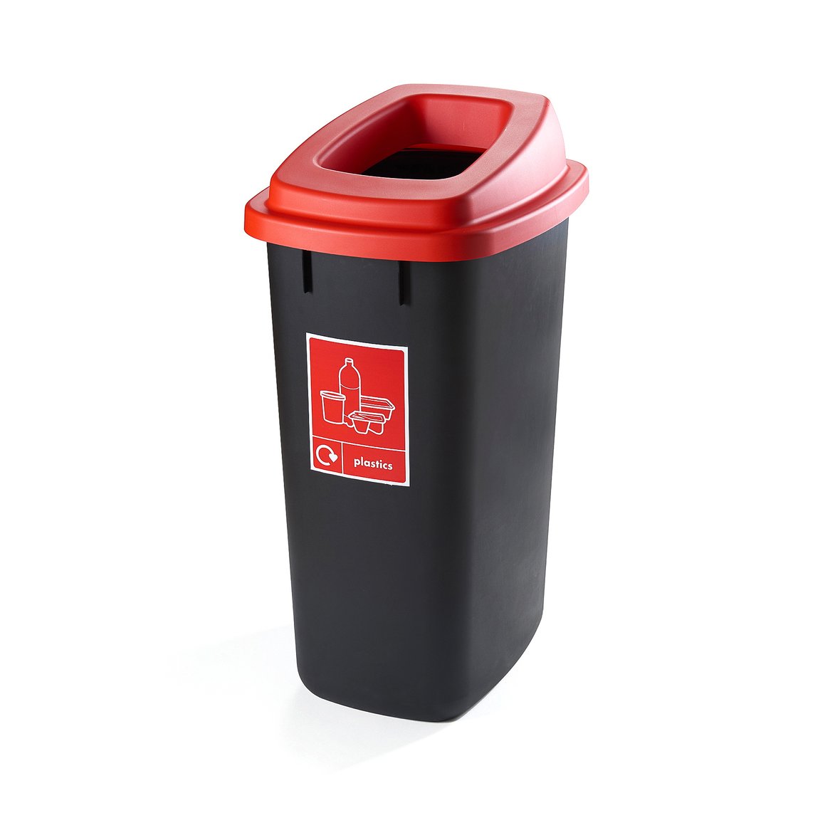 Large recycling bin with open top, 90 L, 850x530x405 mm, red | AJ Products