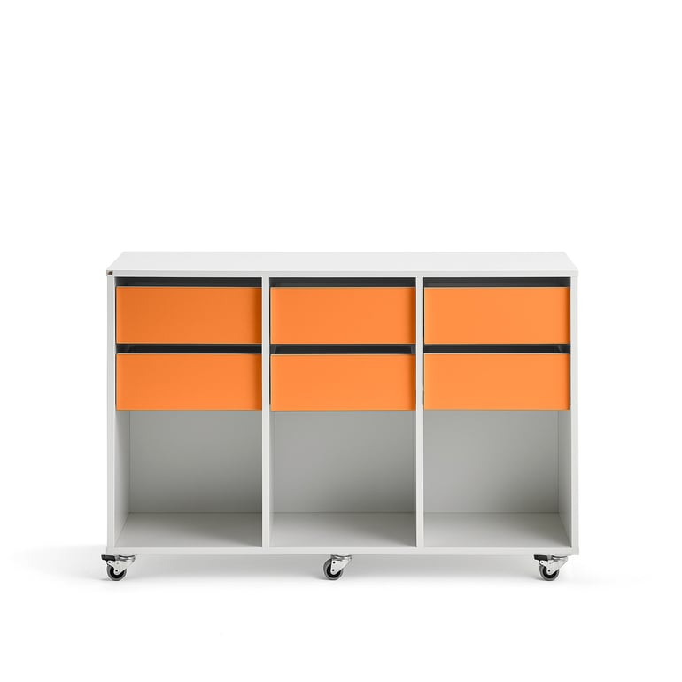 Student Storage CASPER 6 Drawers 3 Compartments White Orange AJ student-storage-casper-6-drawers-3-compartments-white-orange-aj