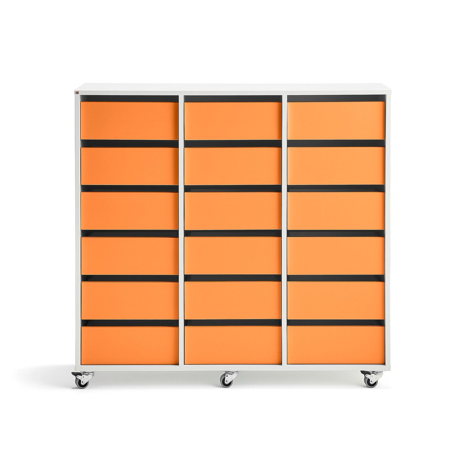 Student Storage CASPER 18 Drawers White Orange AJ Products student-storage-casper-18-drawers-white-orange-aj-products