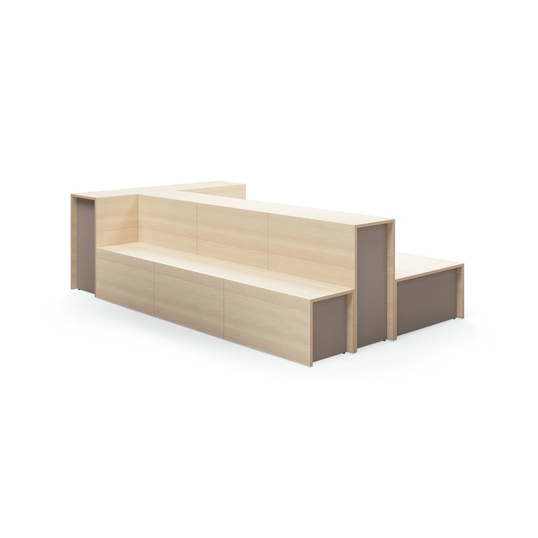 Tiered stage seating module TOGETHER, 800x800x400 mm, ash, clay grey ...