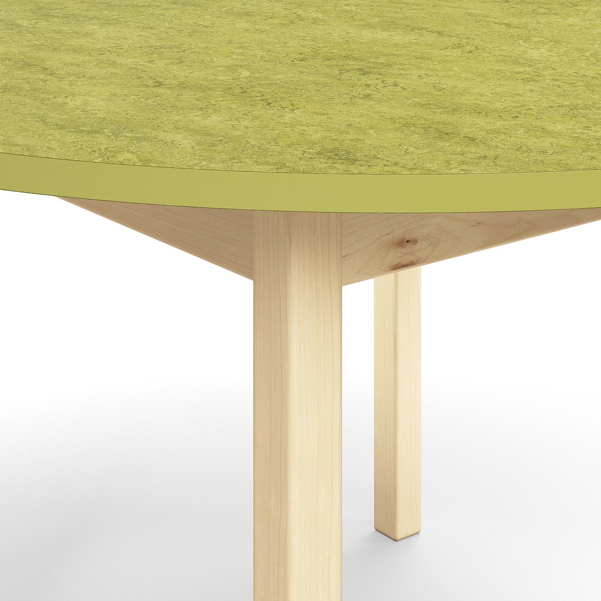 Table DECIBEL, Ø1200x720 mm, lime green linoleum, birch | AJ Products