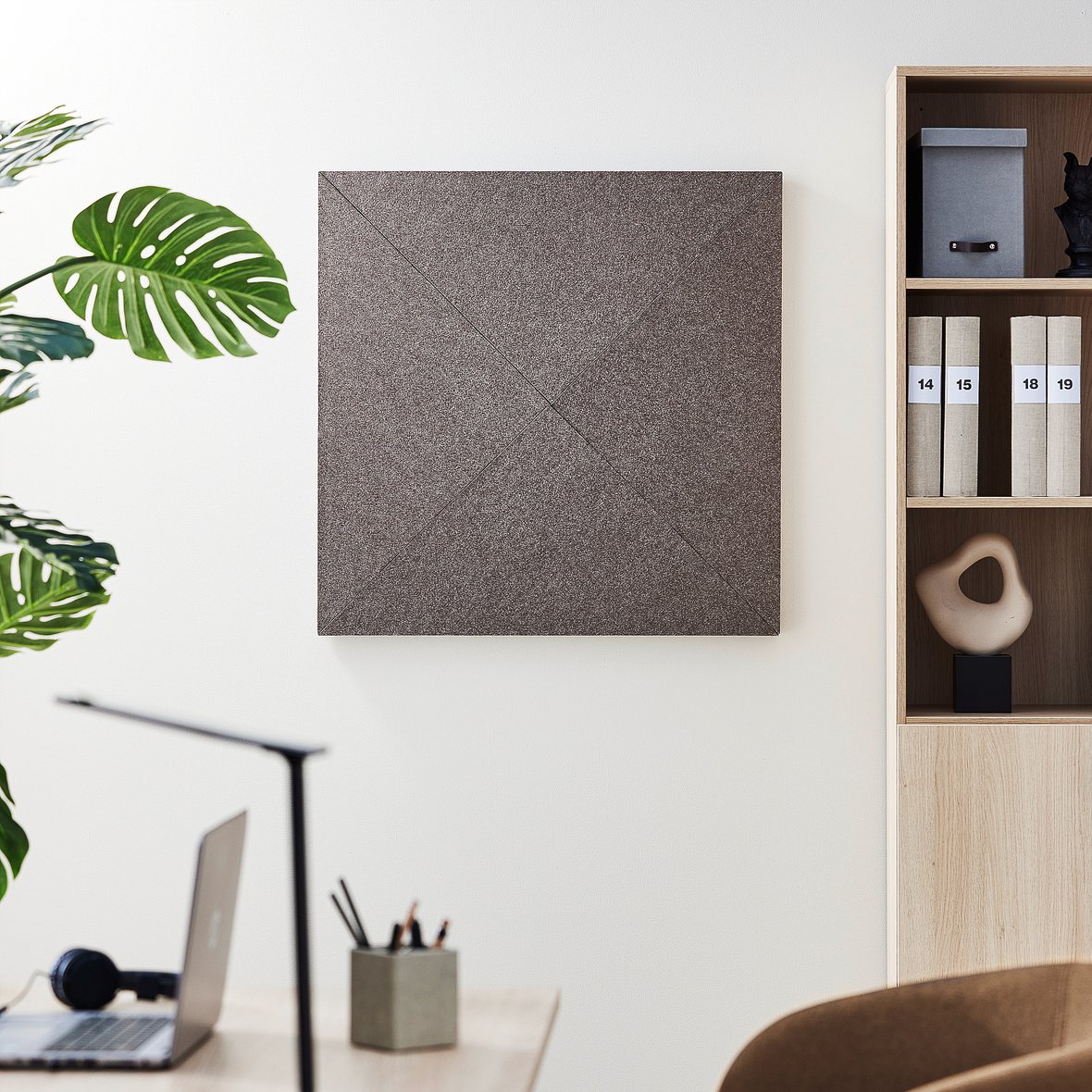 Acoustic panel PATTERN, 600x600x40 mm, 4-pack, brown | AJ Products