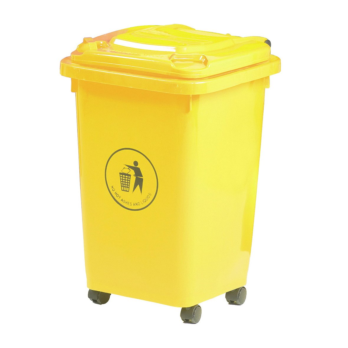Small wheelie bin, 650x420x470 mm, 50 L, yellow | AJ Products