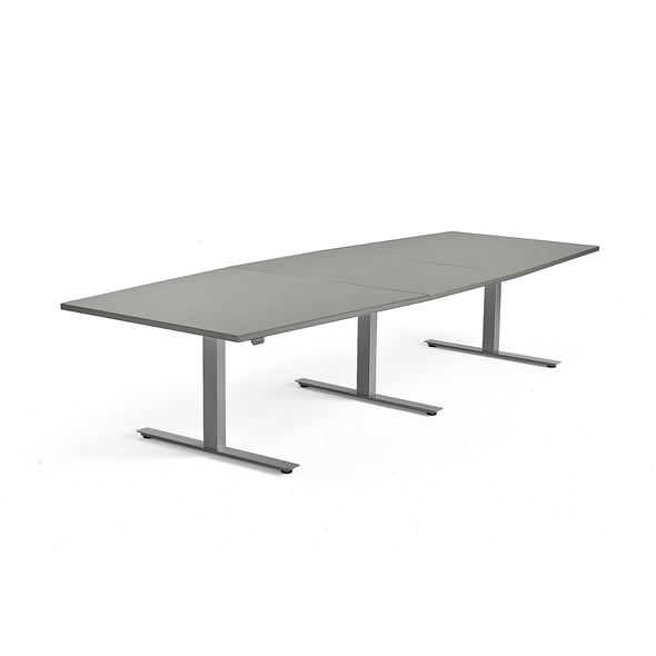 Standing conference table MODULUS, 3200x1200 mm, silver frame, light ...