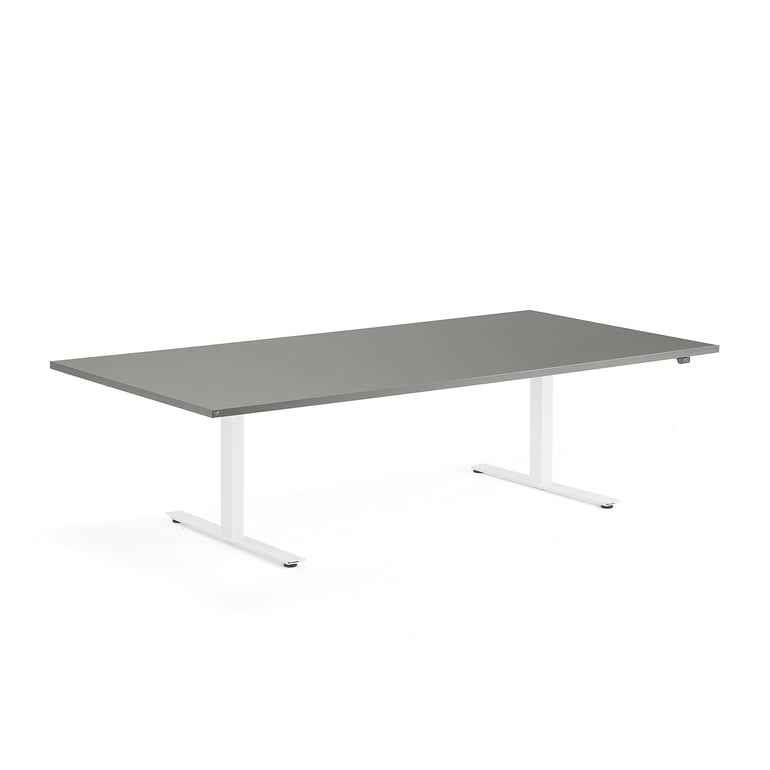 Standing conference table MODULUS, 2400x1200 mm, white frame, light ...
