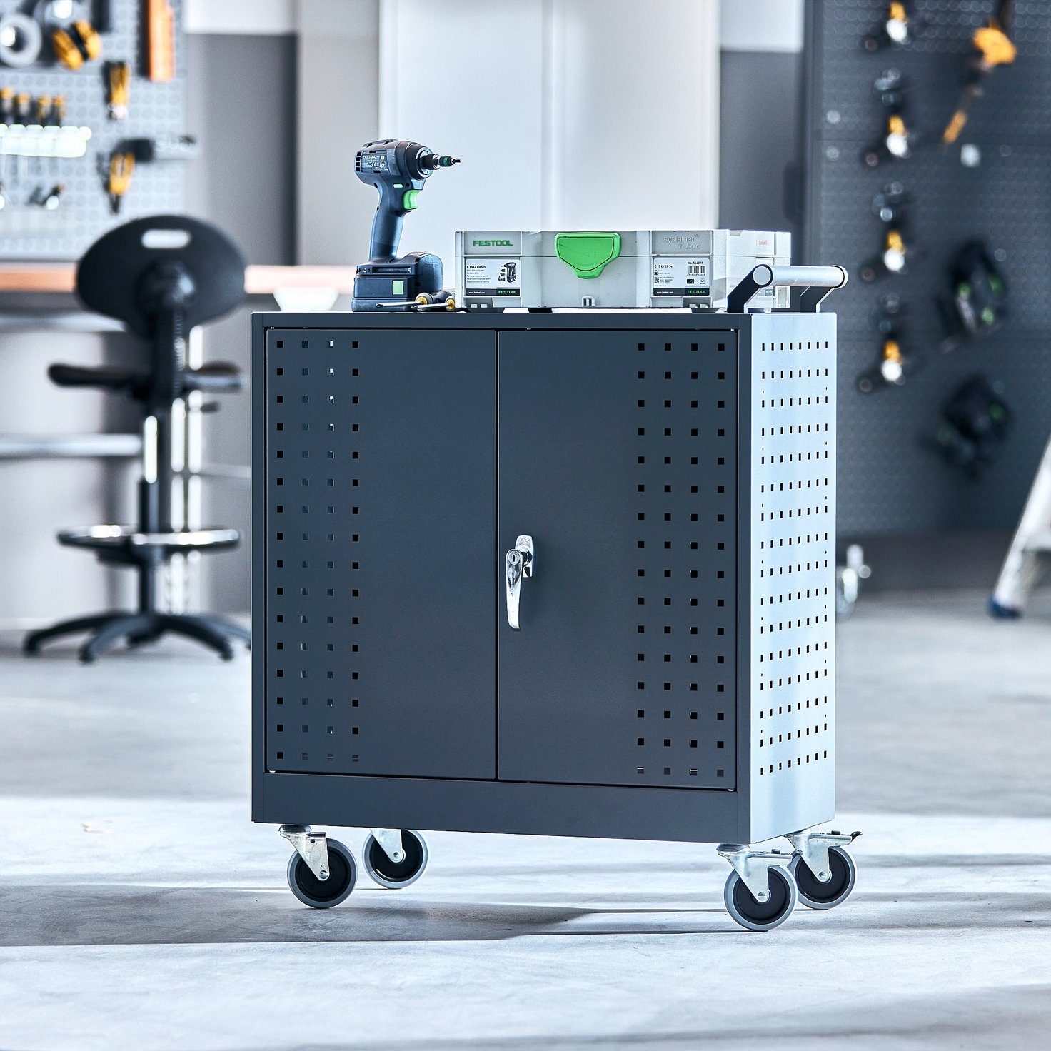 Mobile workshop cabinet PROVIDE, 835x760x350 mm, dark grey | AJ Products