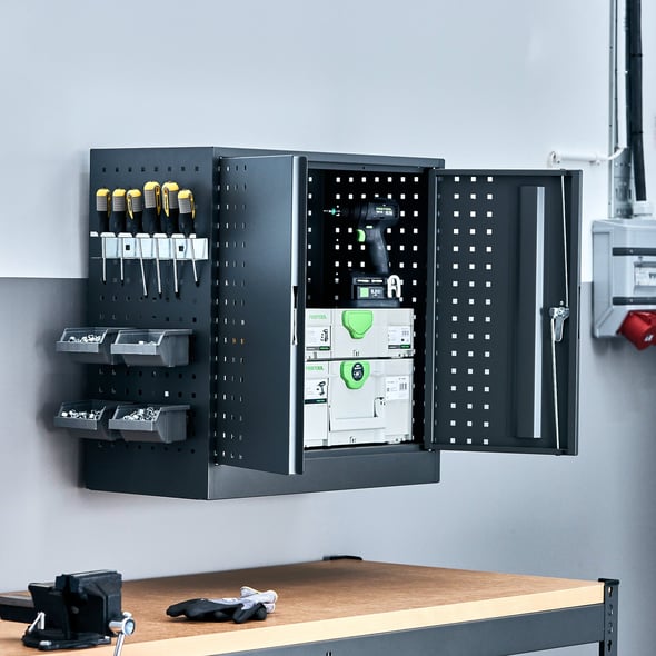 Wall-mounted workshop cabinet PROVIDE, 710x735x380 mm, dark grey | AJ ...