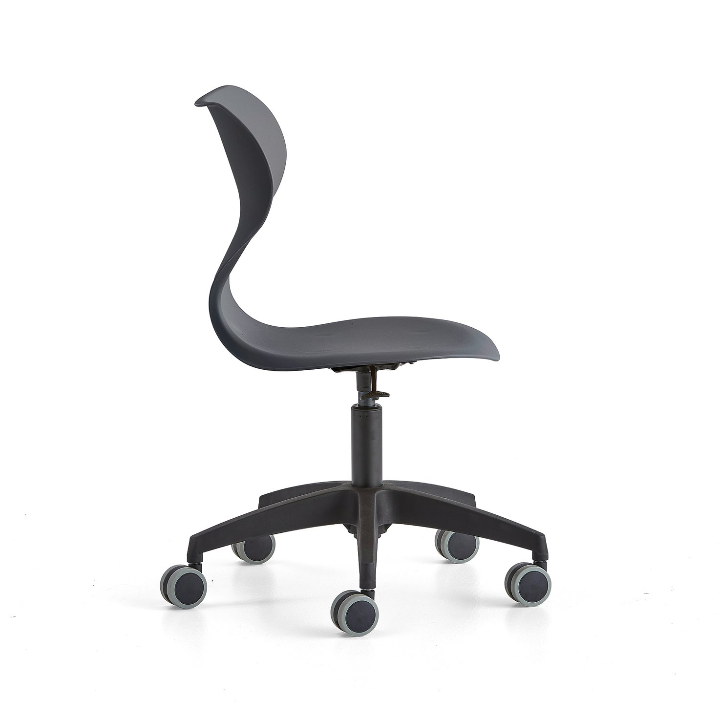 Stol BRIAN, höj- och sänkbar, med hjul, svart | AJ Produkter