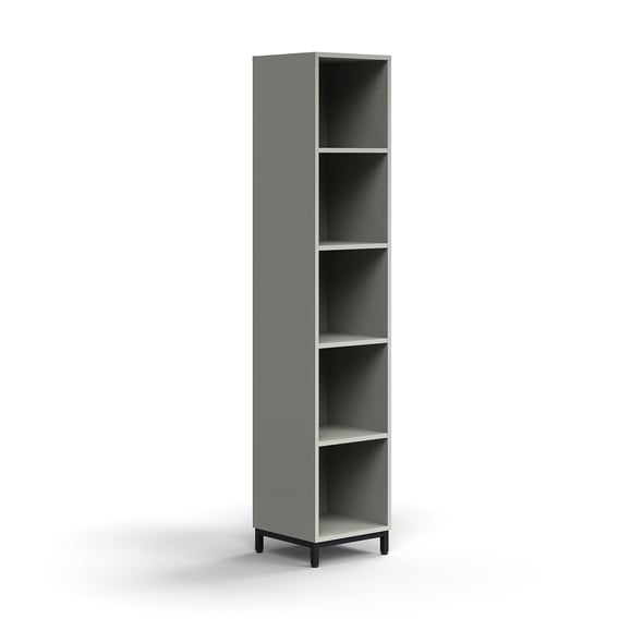 Bookcase QBUS, 4 shelves, leg frame, 2020x400x400 mm, black, light grey ...