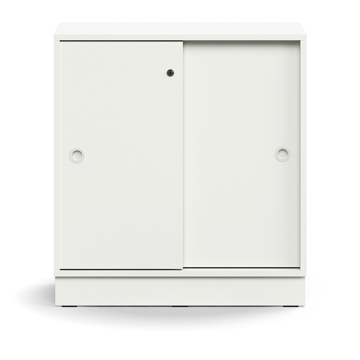 Lockable sliding door cabinet QBUS, 1 shelf, base frame, handles ...