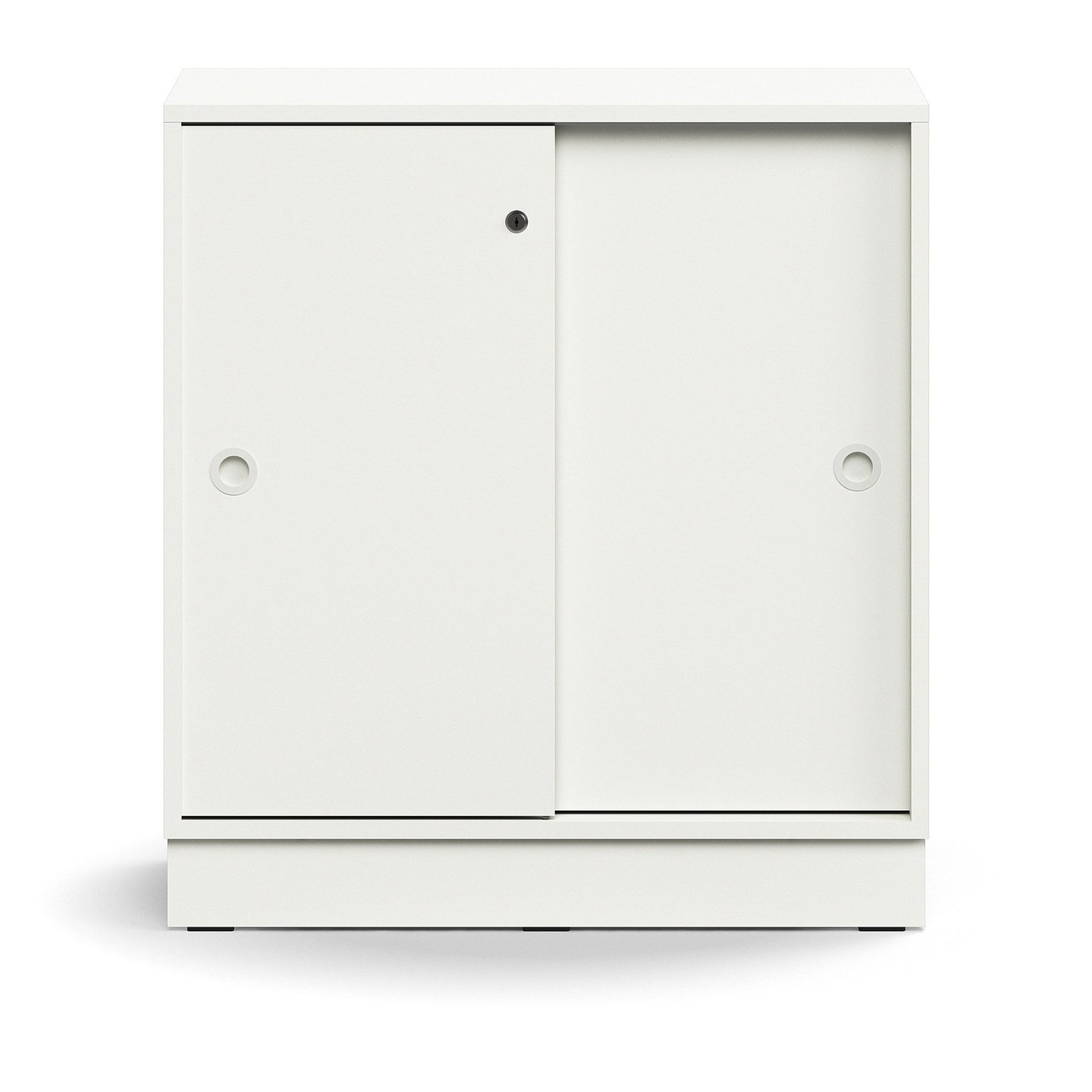 Lockable sliding door cabinet QBUS, 1 shelf, base frame, handles ...